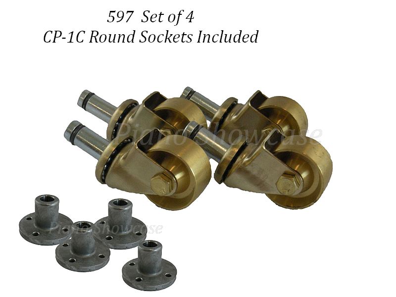 Piano's en keyboards New Set Of 3 Brass Grand/Baby Grand Piano Casters ...